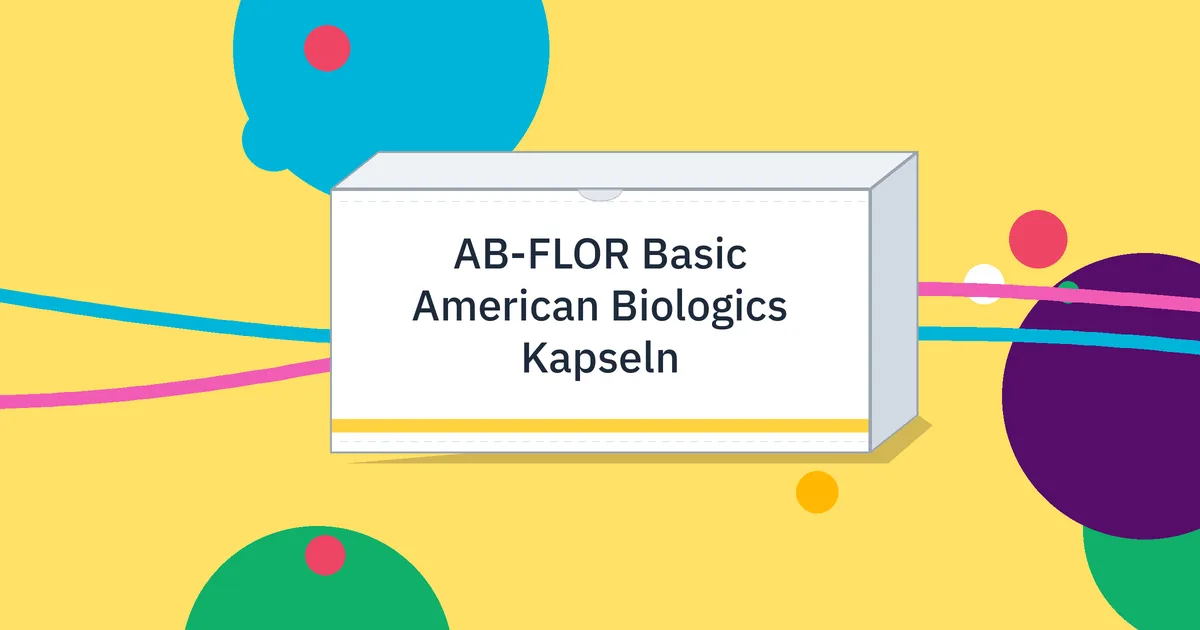 Symbolbild: Packung mit der Aufschrift AB-FLOR Basic American Biologics Kapseln (PZN 17370439) – Verfügbarkeit und Bezug in Apotheken in Frankfurt am Main