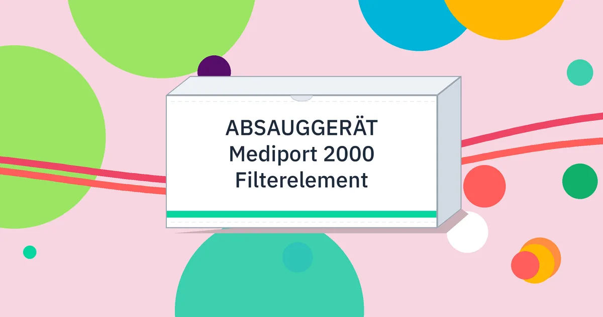 Symbolbild: Packung mit der Aufschrift ABSAUGGERÄT Mediport 2000 Filterelement (PZN 04397081) – Verfügbarkeit und Bezug in Apotheken in Frankfurt am Main