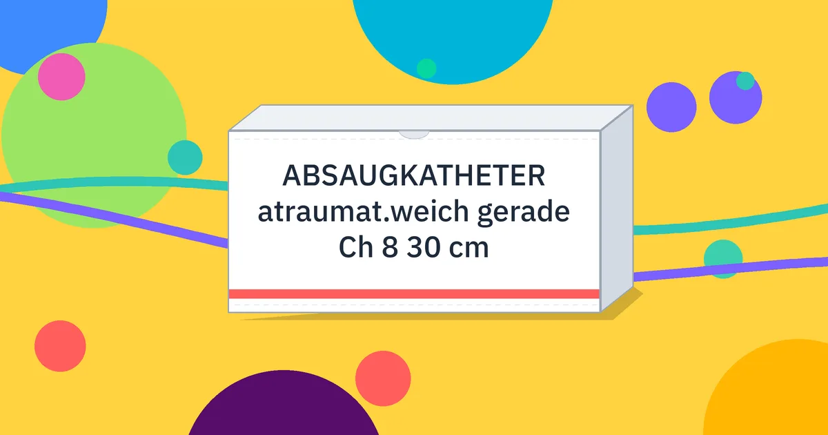 Symbolbild: Packung mit der Aufschrift ABSAUGKATHETER atraumat.weich gerade Ch 8 30 cm (PZN 09916344) – Verfügbarkeit und Bezug in Apotheken in Frankfurt am Main