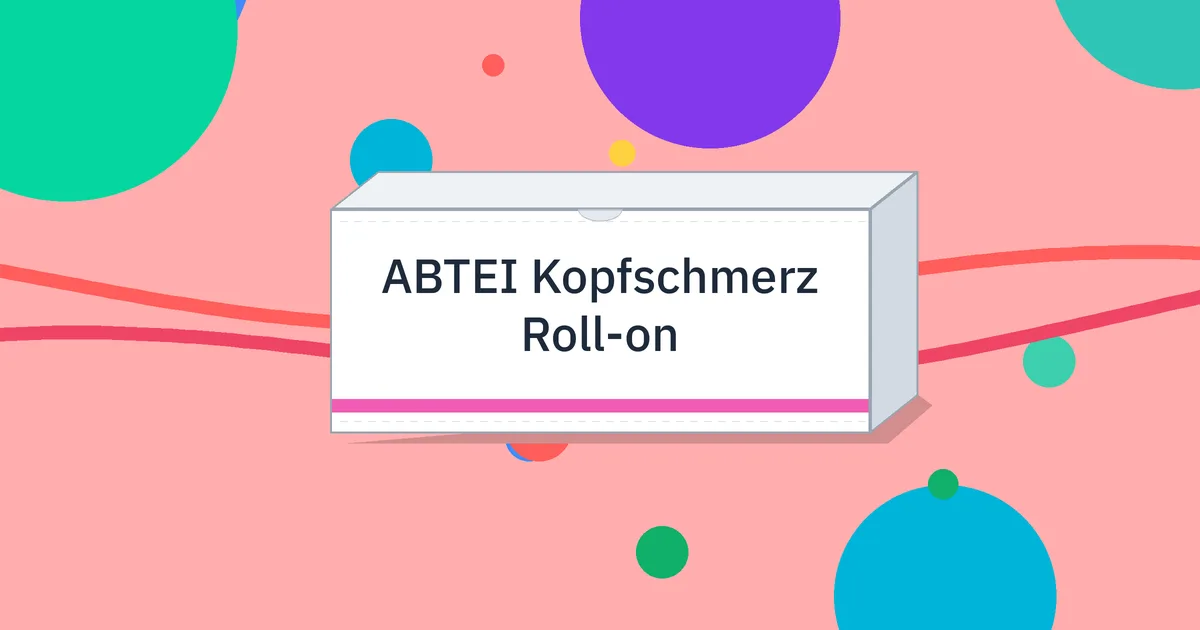 Symbolbild: Packung mit der Aufschrift ABTEI Kopfschmerz Roll-on (PZN 08840202) – Verfügbarkeit und Bezug in Apotheken in Frankfurt am Main