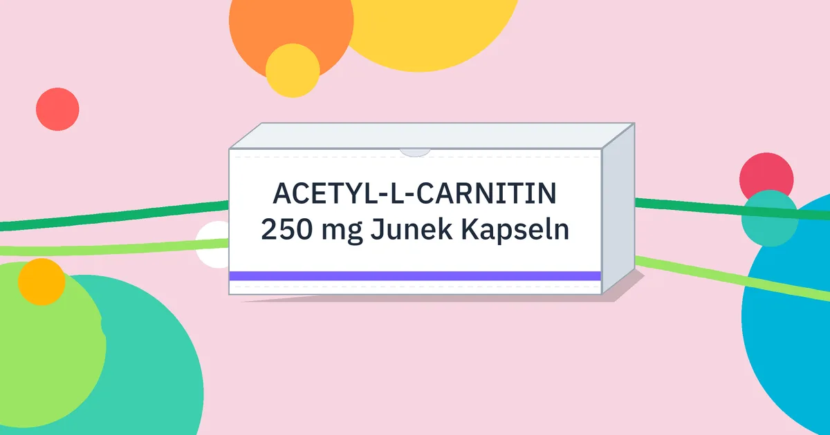 Symbolbild: Packung mit der Aufschrift ACETYL-L-CARNITIN 250 mg Junek Kapseln (PZN 01081934) – Verfügbarkeit und Bezug in Apotheken in Frankfurt am Main