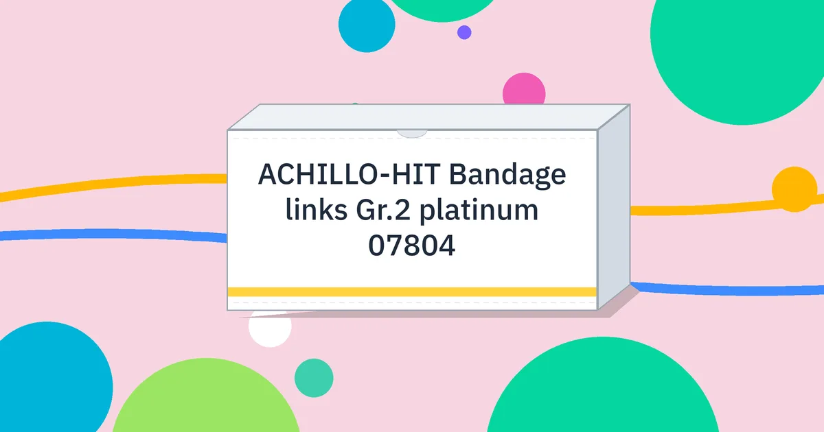 Symbolbild: Packung mit der Aufschrift ACHILLO-HIT Bandage links Gr.2 platinum 07804 (PZN 06826557) – Verfügbarkeit und Bezug in Apotheken in Frankfurt am Main