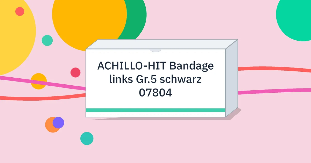 Symbolbild: Packung mit der Aufschrift ACHILLO-HIT Bandage links Gr.5 schwarz 07804 (PZN 02470052) – Verfügbarkeit und Bezug in Apotheken in Frankfurt am Main