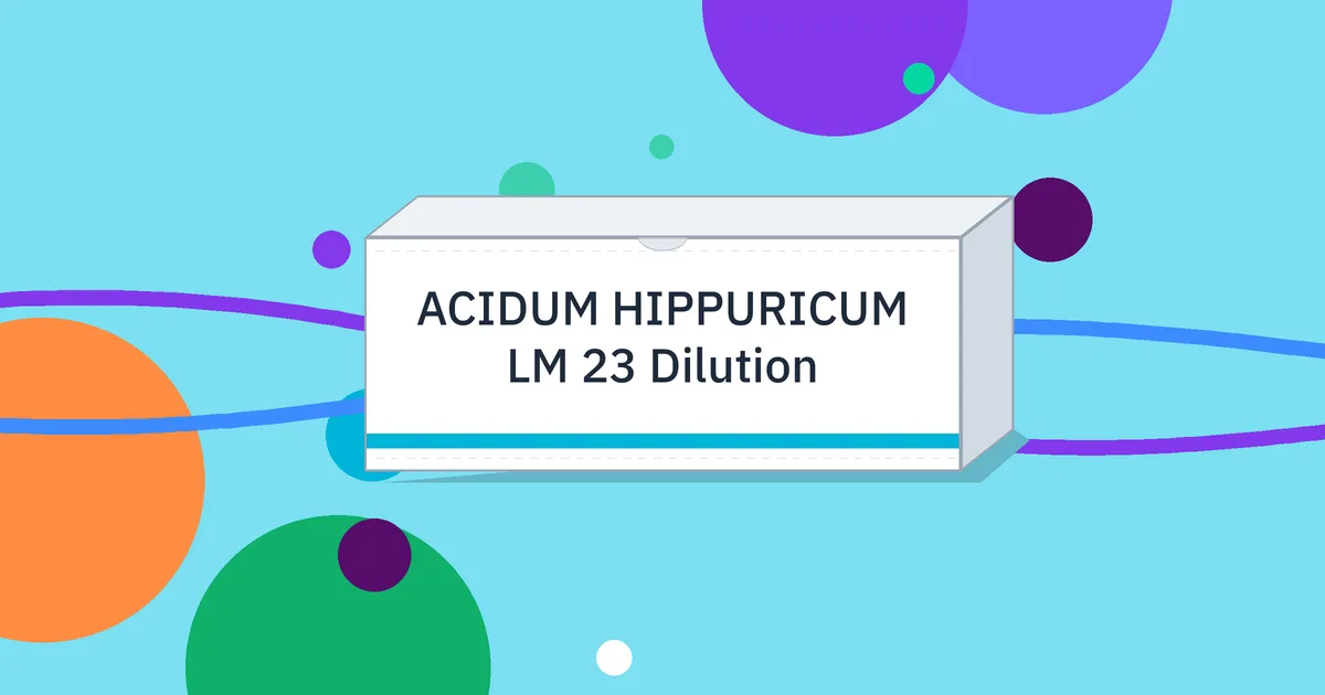 Symbolbild: Packung mit der Aufschrift ACIDUM HIPPURICUM LM 23 Dilution (PZN 13277648) – Verfügbarkeit und Bezug in Apotheken in Frankfurt am Main