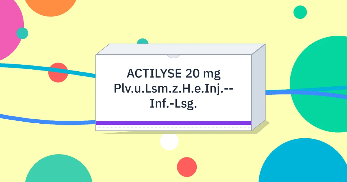 Symbolbild: Packung mit der Aufschrift ACTILYSE 20 mg Plv.u.Lsm.z.H.e.Inj.--Inf.-Lsg. (PZN 03300613) – Verfügbarkeit und Bezug in Apotheken in Frankfurt am Main