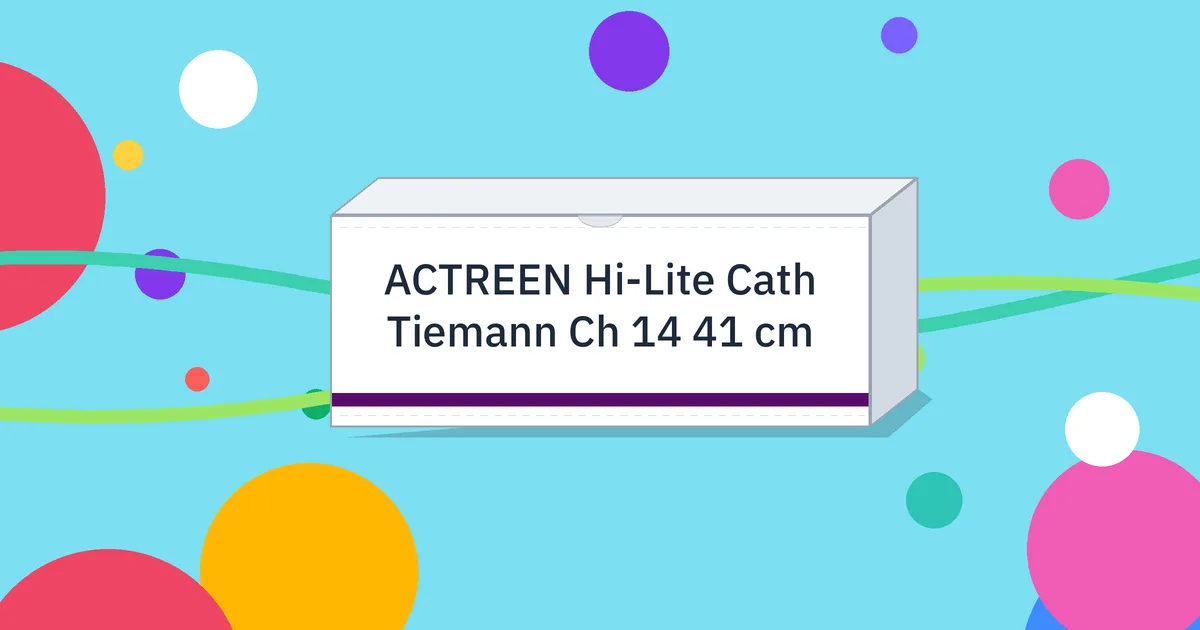 Symbolbild: Packung mit der Aufschrift ACTREEN Hi-Lite Cath Tiemann Ch 14 41 cm (PZN 09948841) – Verfügbarkeit und Bezug in Apotheken in Frankfurt am Main