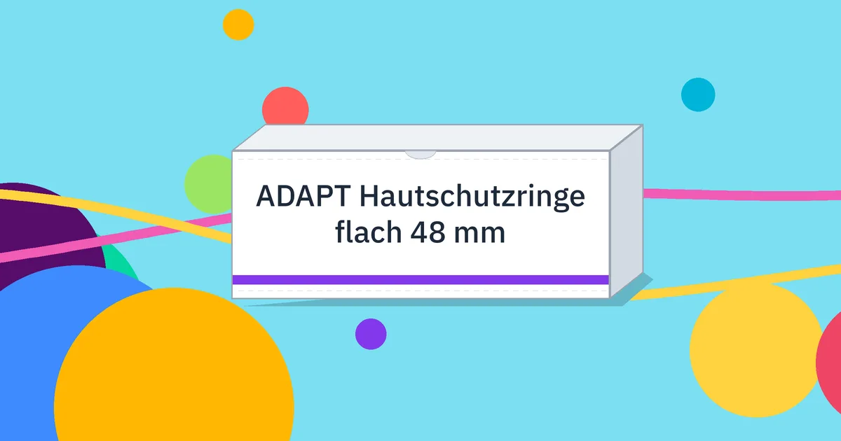 Symbolbild: Packung mit der Aufschrift ADAPT Hautschutzringe flach 48 mm (PZN 05854847) – Verfügbarkeit und Bezug in Apotheken in Frankfurt am Main