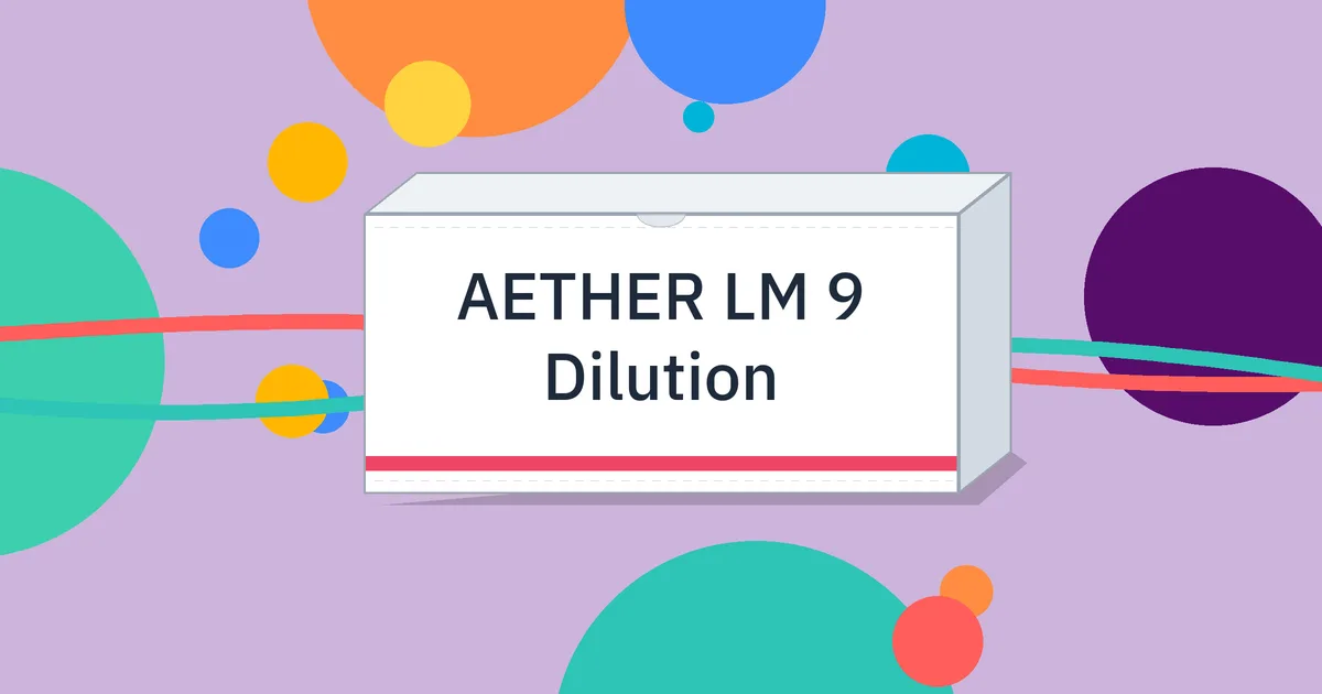 Symbolbild: Packung mit der Aufschrift AETHER LM 9 Dilution (PZN 13300040) – Verfügbarkeit und Bezug in Apotheken in Frankfurt am Main