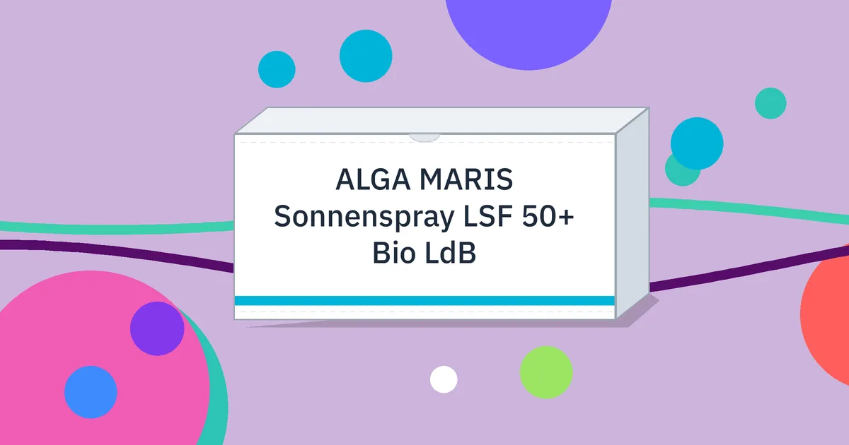 Symbolbild: Packung mit der Aufschrift ALGA MARIS Sonnenspray LSF 50+ Bio LdB (PZN 16587036) – Verfügbarkeit und Bezug in Apotheken in Frankfurt am Main