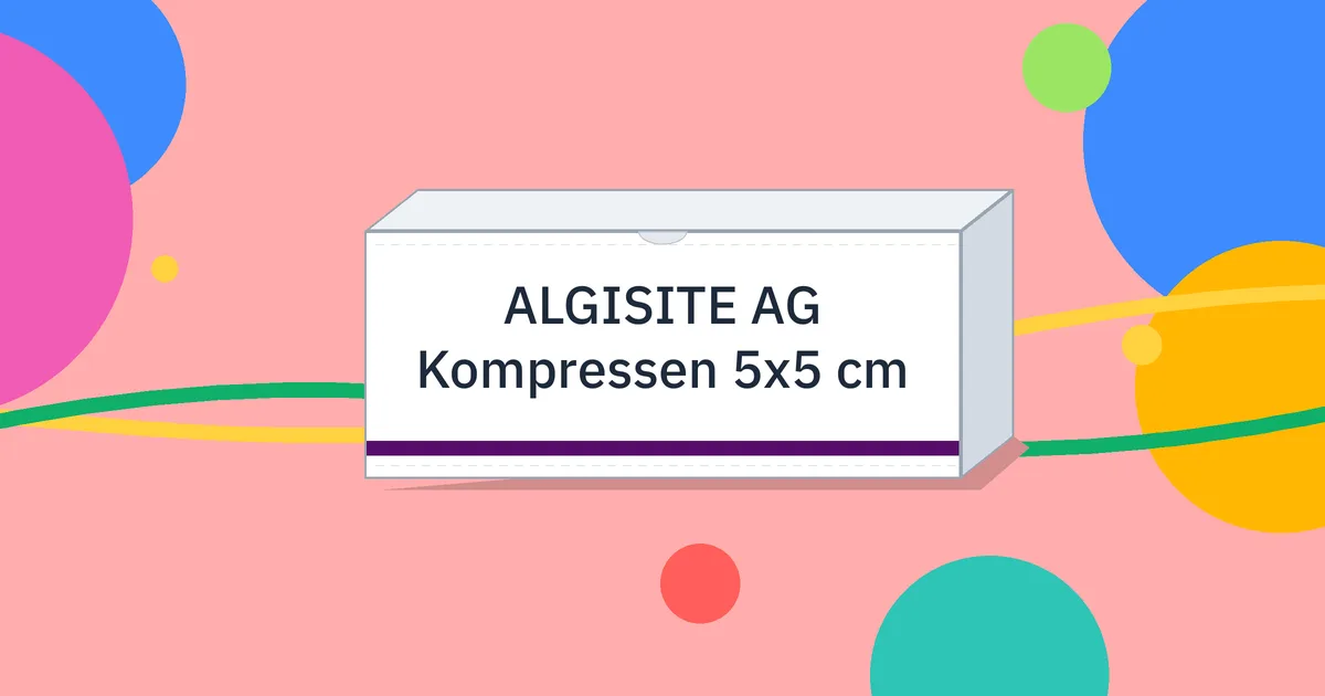 Symbolbild: Packung mit der Aufschrift ALGISITE AG Kompressen 5x5 cm (PZN 01619902) – Verfügbarkeit und Bezug in Apotheken in Frankfurt am Main