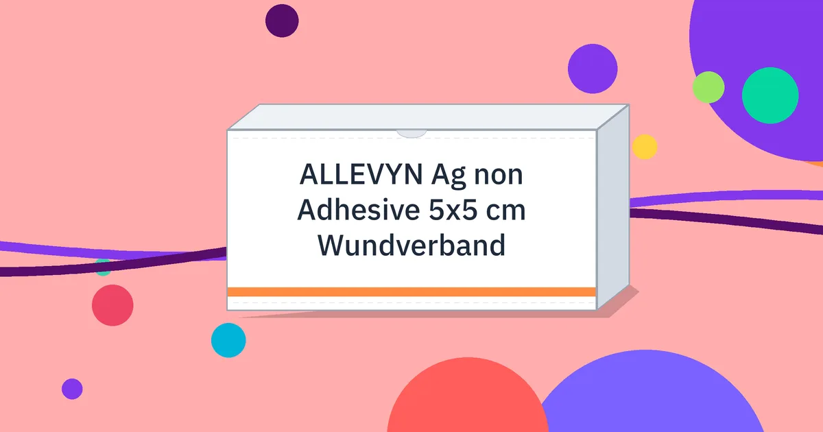 Symbolbild: Packung mit der Aufschrift ALLEVYN Ag non Adhesive 5x5 cm Wundverband (PZN 12601667) – Verfügbarkeit und Bezug in Apotheken in Frankfurt am Main