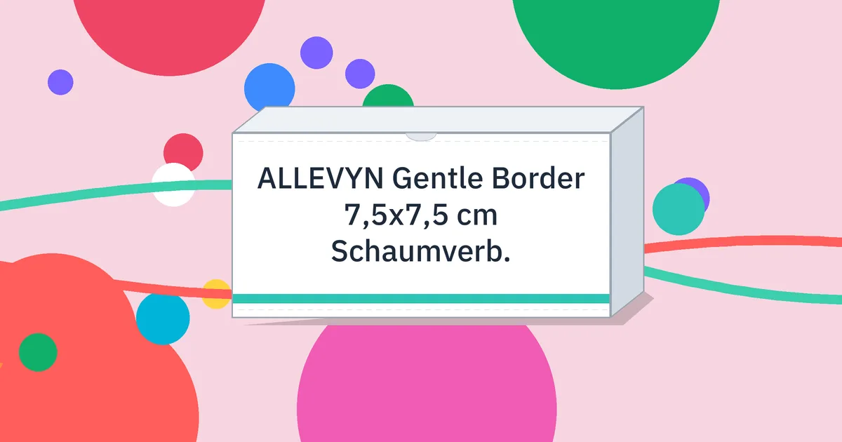 Symbolbild: Packung mit der Aufschrift ALLEVYN Gentle Border 7,5x7,5 cm Schaumverb. (PZN 18051297) – Verfügbarkeit und Bezug in Apotheken in Frankfurt am Main