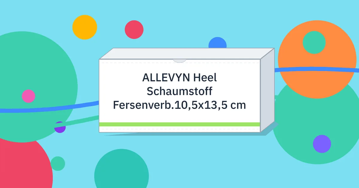 Symbolbild: Packung mit der Aufschrift ALLEVYN Heel Schaumstoff Fersenverb.10,5x13,5 cm (PZN 11229823) – Verfügbarkeit und Bezug in Apotheken in Frankfurt am Main