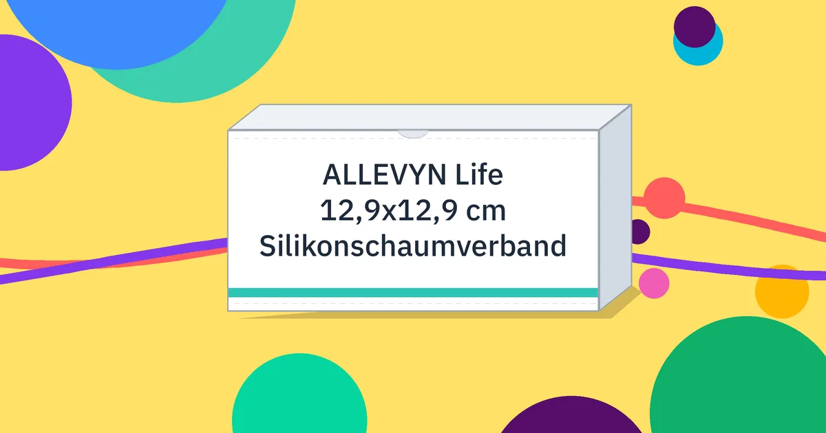 Symbolbild: Packung mit der Aufschrift ALLEVYN Life 12,9x12,9 cm Silikonschaumverband (PZN 19904715) – Verfügbarkeit und Bezug in Apotheken in Frankfurt am Main