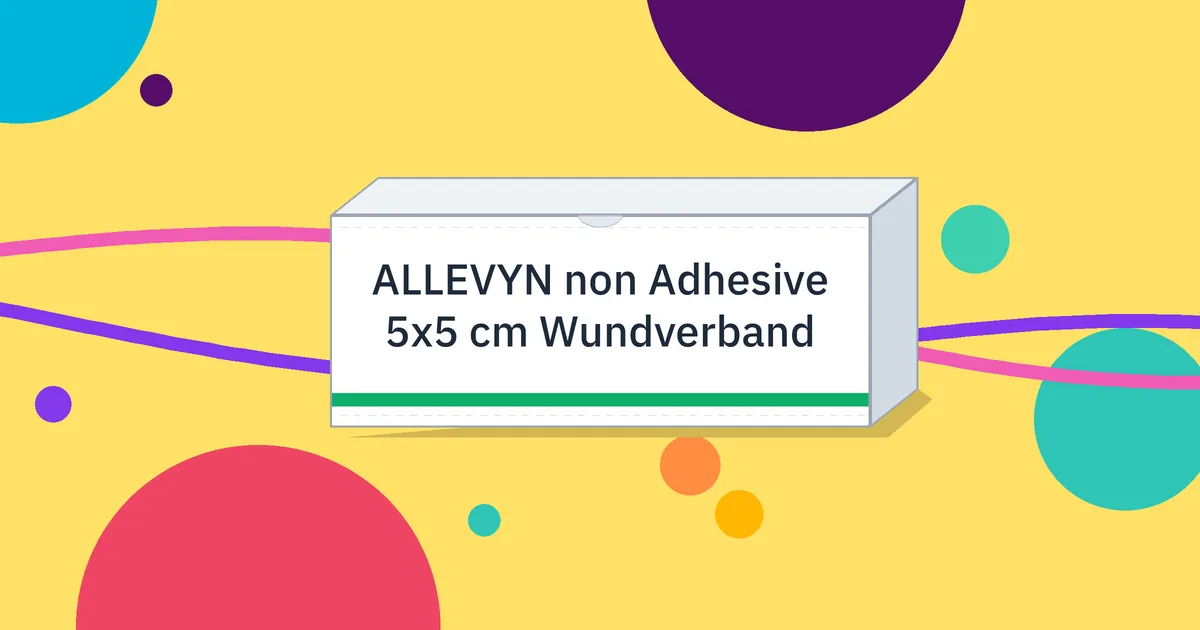 Symbolbild: Packung mit der Aufschrift ALLEVYN non Adhesive 5x5 cm Wundverband (PZN 14329873) – Verfügbarkeit und Bezug in Apotheken in Frankfurt am Main