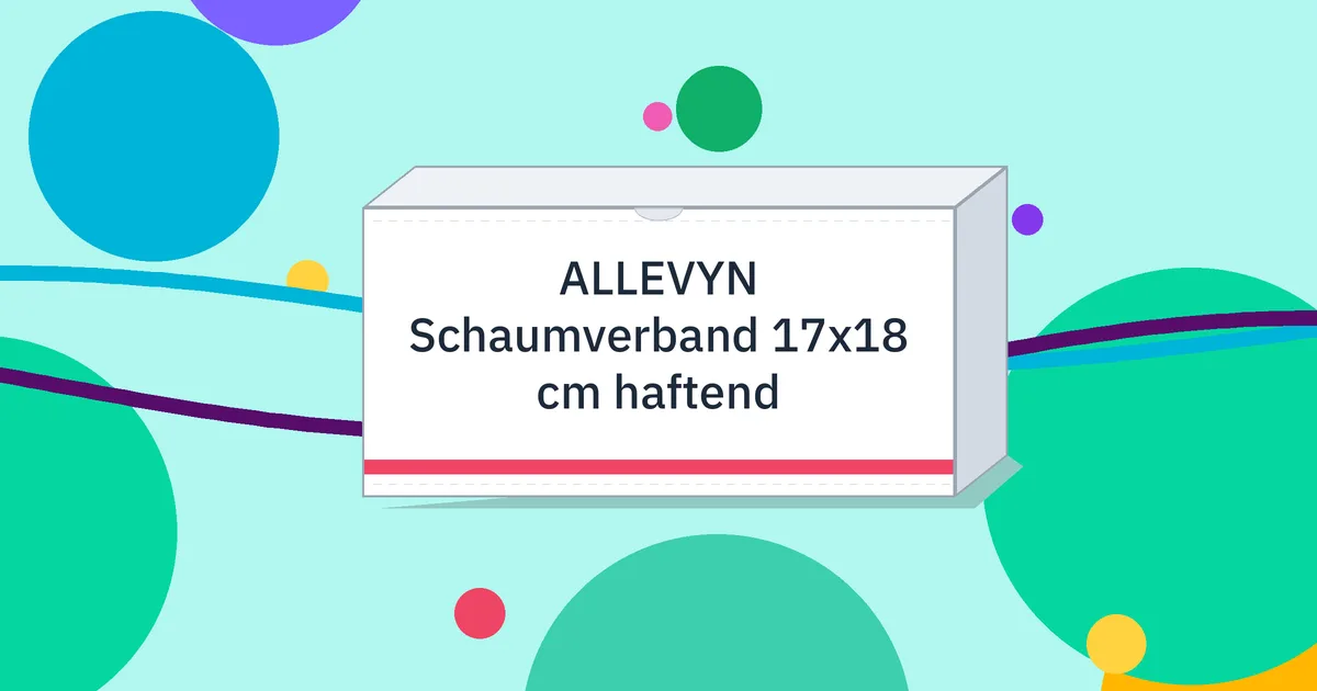 Symbolbild: Packung mit der Aufschrift ALLEVYN Schaumverband 17x18 cm haftend (PZN 13249161) – Verfügbarkeit und Bezug in Apotheken in Frankfurt am Main
