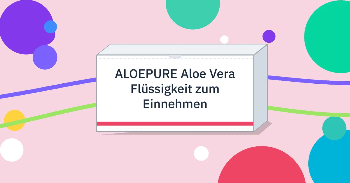 Symbolbild: Packung mit der Aufschrift ALOEPURE Aloe Vera Flüssigkeit zum Einnehmen (PZN 16939328) – Verfügbarkeit und Bezug in Apotheken in Frankfurt am Main