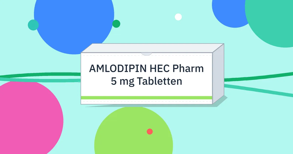Symbolbild: Packung mit der Aufschrift AMLODIPIN HEC Pharm 5 mg Tabletten (PZN 11882612) – Verfügbarkeit und Bezug in Apotheken in Frankfurt am Main