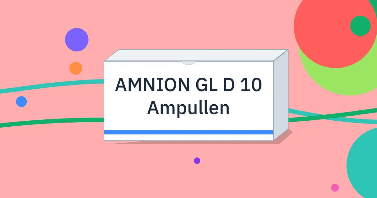 Symbolbild: Packung mit der Aufschrift AMNION GL D 10 Ampullen (PZN 03359138) – Verfügbarkeit und Bezug in Apotheken in Frankfurt am Main