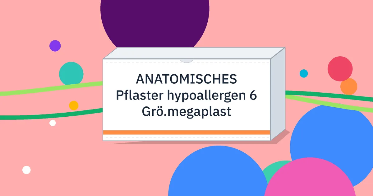 Symbolbild: Packung mit der Aufschrift ANATOMISCHES Pflaster hypoallergen 6 Grö.megaplast (PZN 16500147) – Verfügbarkeit und Bezug in Apotheken in Frankfurt am Main