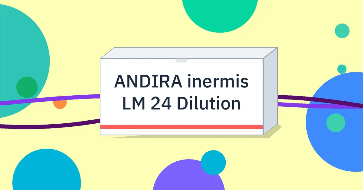 Symbolbild: Packung mit der Aufschrift ANDIRA inermis LM 24 Dilution (PZN 13329405) – Verfügbarkeit und Bezug in Apotheken in Frankfurt am Main