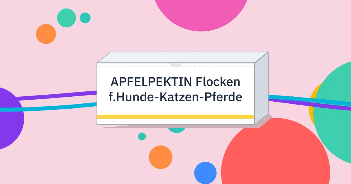 Symbolbild: Packung mit der Aufschrift APFELPEKTIN Flocken f.Hunde-Katzen-Pferde (PZN 18241276) – Verfügbarkeit und Bezug in Apotheken in Frankfurt am Main