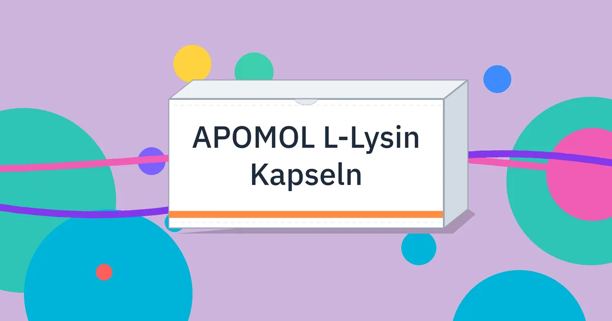 Symbolbild: Packung mit der Aufschrift APOMOL L-Lysin Kapseln (PZN 19422666) – Verfügbarkeit und Bezug in Apotheken in Frankfurt am Main