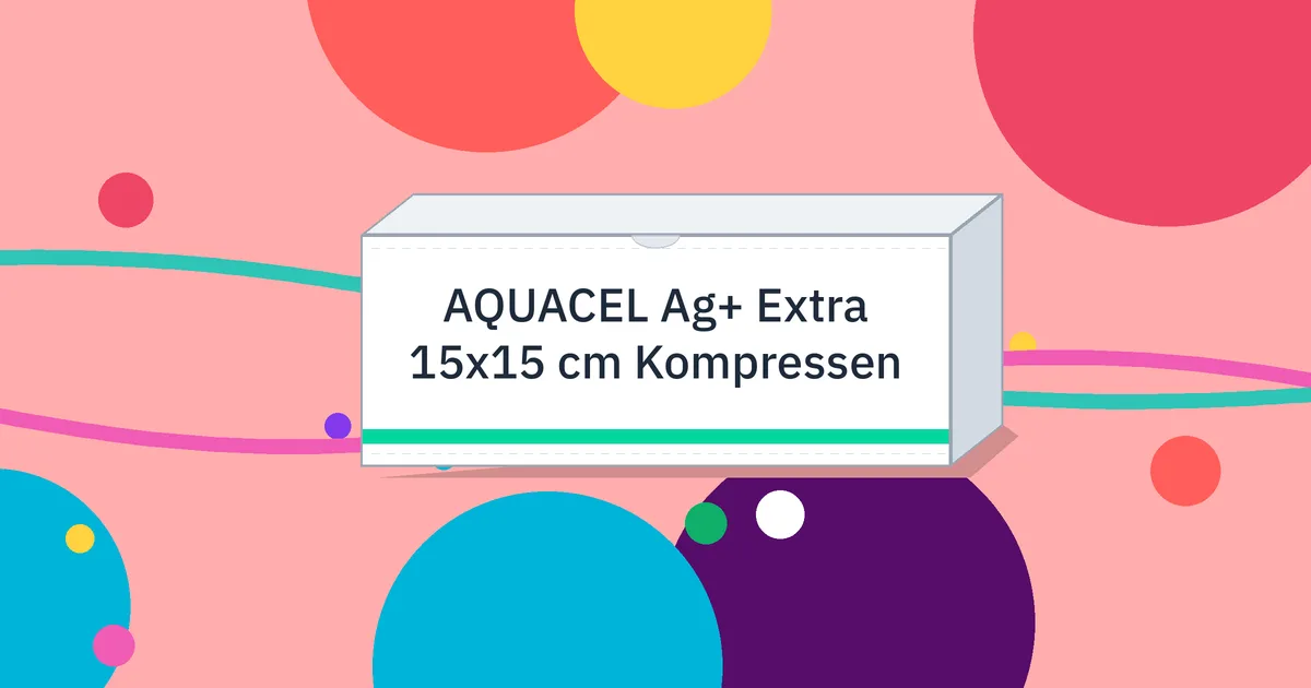 Symbolbild: Packung mit der Aufschrift AQUACEL Ag+ Extra 15x15 cm Kompressen (PZN 17156108) – Verfügbarkeit und Bezug in Apotheken in Frankfurt am Main