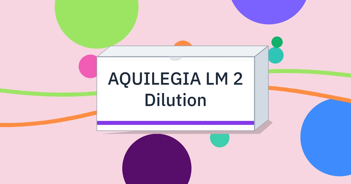 Symbolbild: Packung mit der Aufschrift AQUILEGIA LM 2 Dilution (PZN 13383540) – Verfügbarkeit und Bezug in Apotheken in Frankfurt am Main