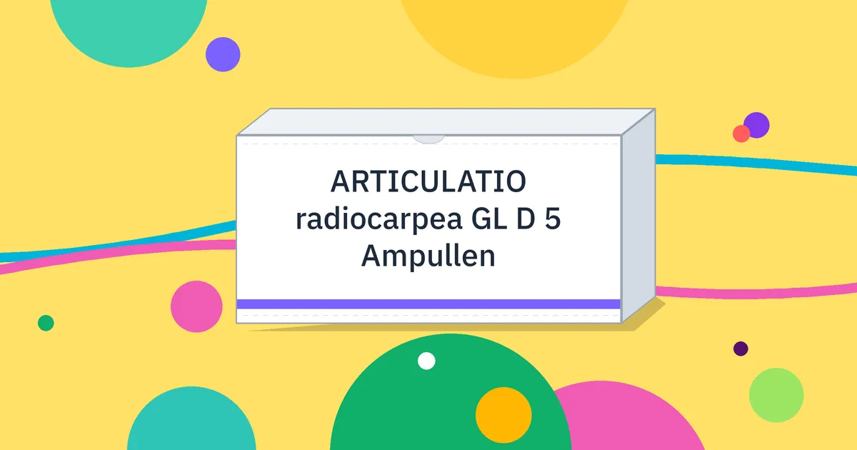 Symbolbild: Packung mit der Aufschrift ARTICULATIO radiocarpea GL D 5 Ampullen (PZN 02907135) – Verfügbarkeit und Bezug in Apotheken in Frankfurt am Main