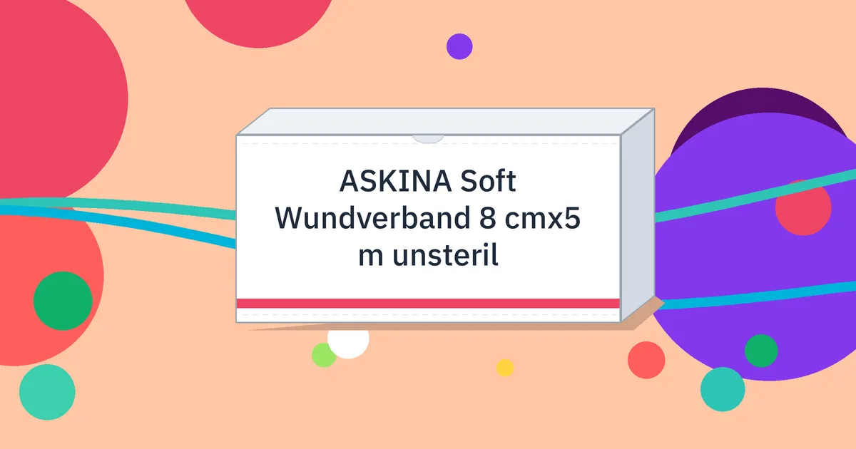 Symbolbild: Packung mit der Aufschrift ASKINA Soft Wundverband 8 cmx5 m unsteril (PZN 11310790) – Verfügbarkeit und Bezug in Apotheken in Frankfurt am Main