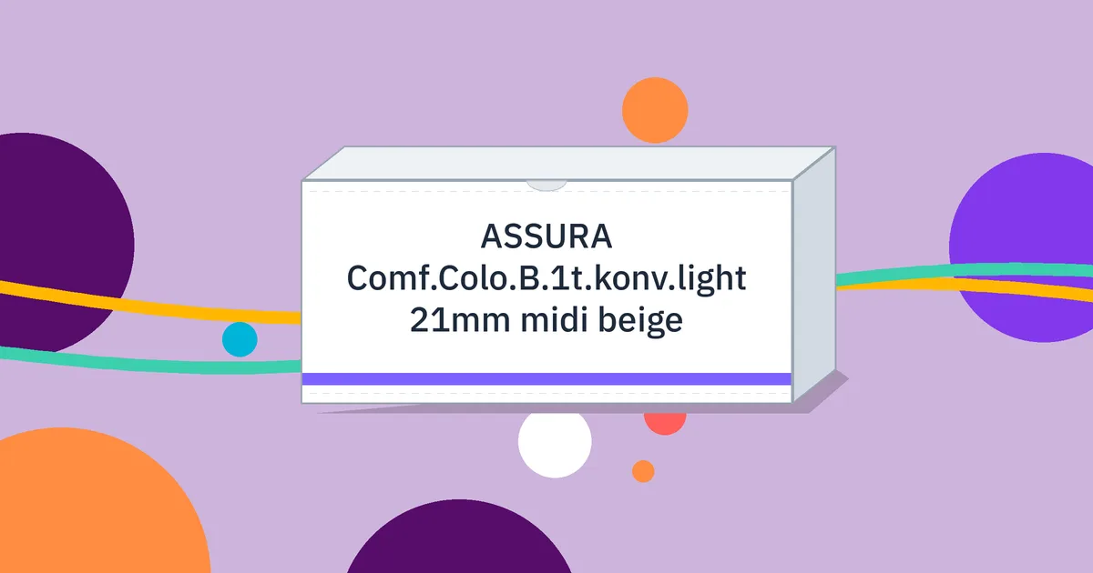Symbolbild: Packung mit der Aufschrift ASSURA Comf.Colo.B.1t.konv.light 21mm midi beige (PZN 04011590) – Verfügbarkeit und Bezug in Apotheken in Frankfurt am Main