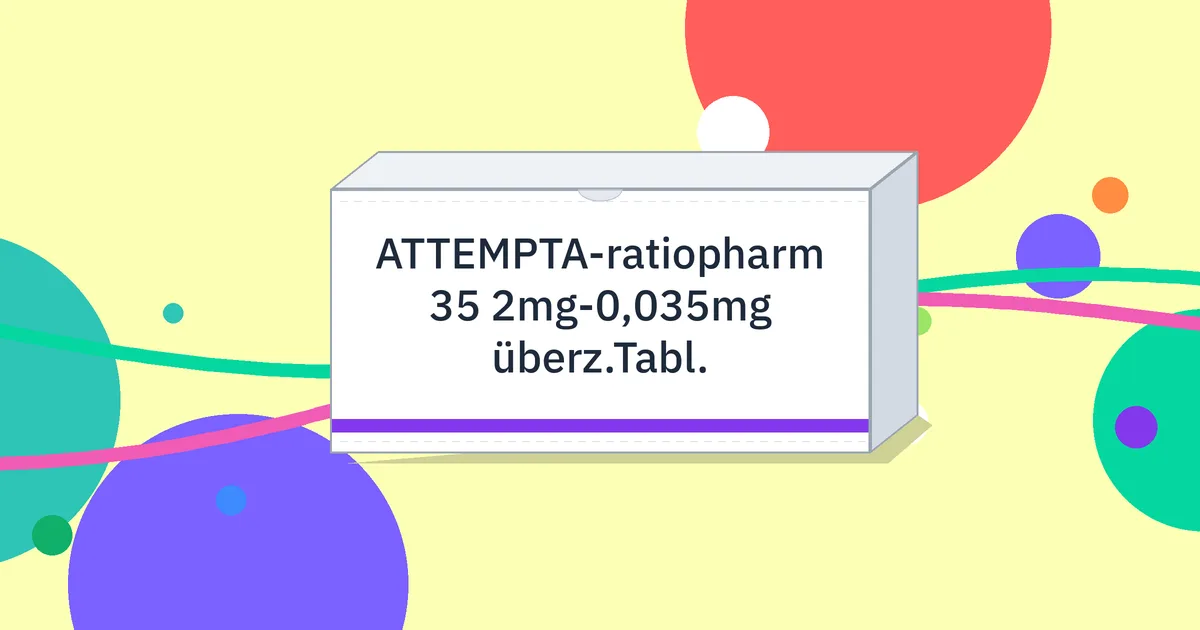 Symbolbild: Packung mit der Aufschrift ATTEMPTA-ratiopharm 35 2mg-0,035mg überz.Tabl. (PZN 03691370) – Verfügbarkeit und Bezug in Apotheken in Frankfurt am Main