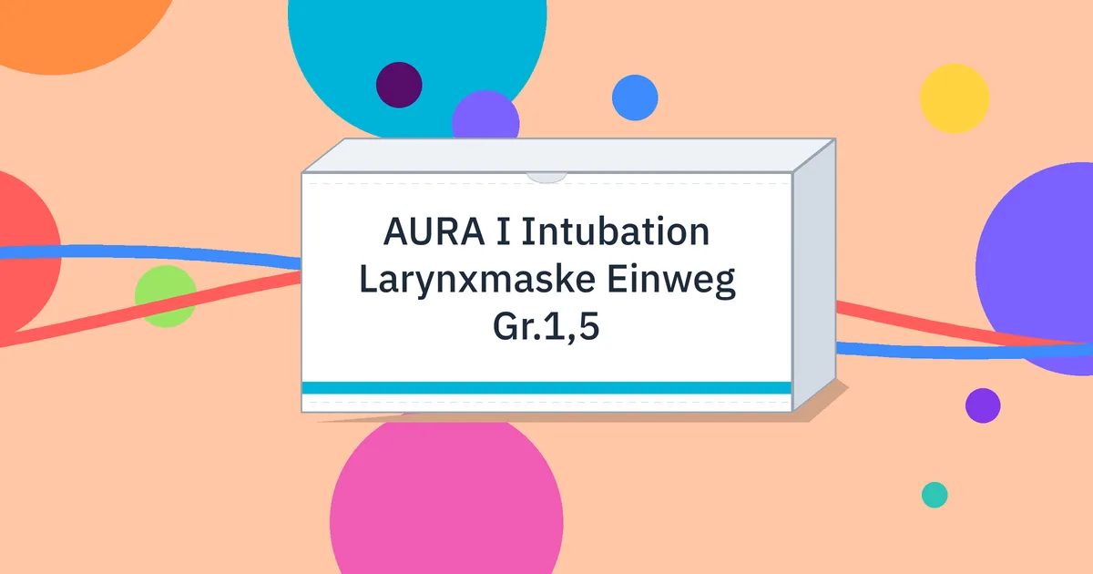 Symbolbild: Packung mit der Aufschrift AURA I Intubation Larynxmaske Einweg Gr.1,5 (PZN 09393277) – Verfügbarkeit und Bezug in Apotheken in Frankfurt am Main
