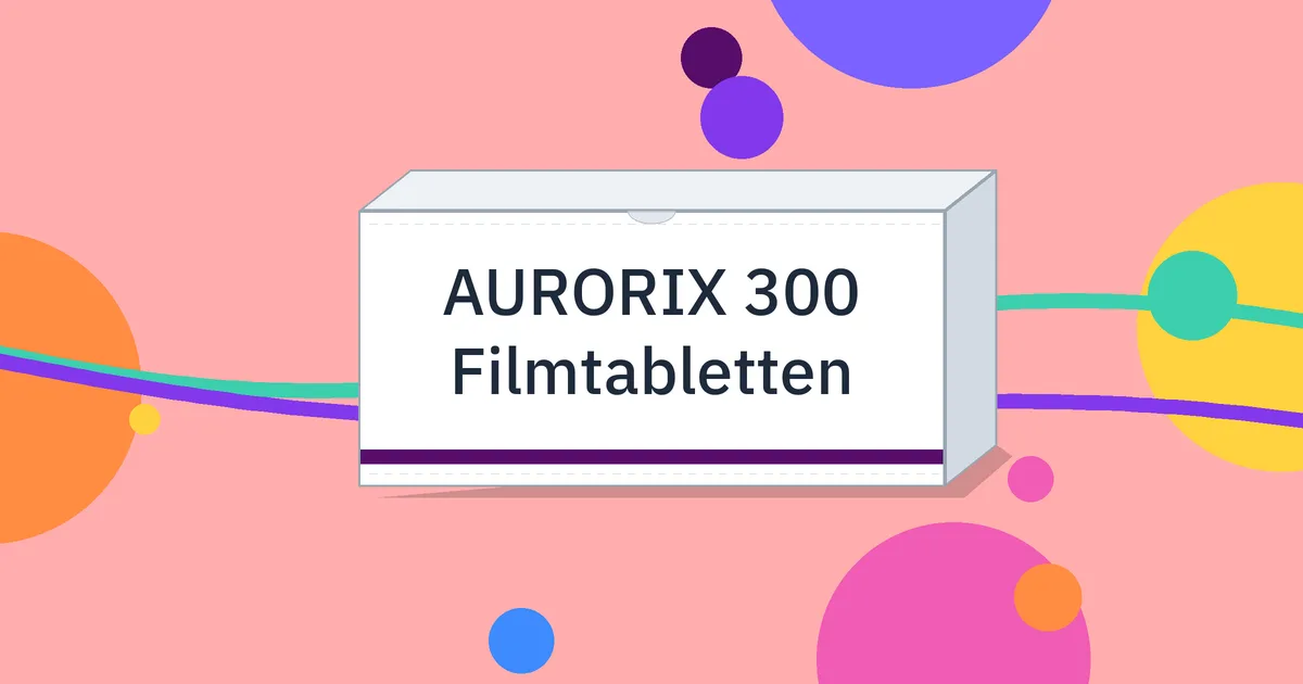 Symbolbild: Packung mit der Aufschrift AURORIX 300 Filmtabletten (PZN 07266528) – Verfügbarkeit und Bezug in Apotheken in Frankfurt am Main