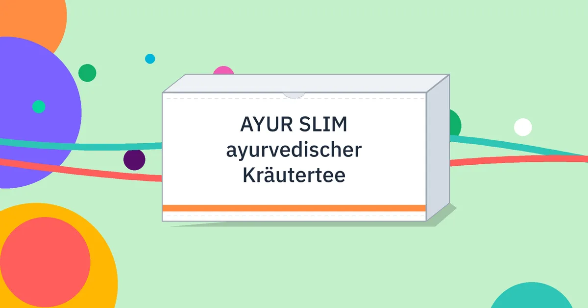 Symbolbild: Packung mit der Aufschrift AYUR SLIM ayurvedischer Kräutertee (PZN 01294914) – Verfügbarkeit und Bezug in Apotheken in Frankfurt am Main