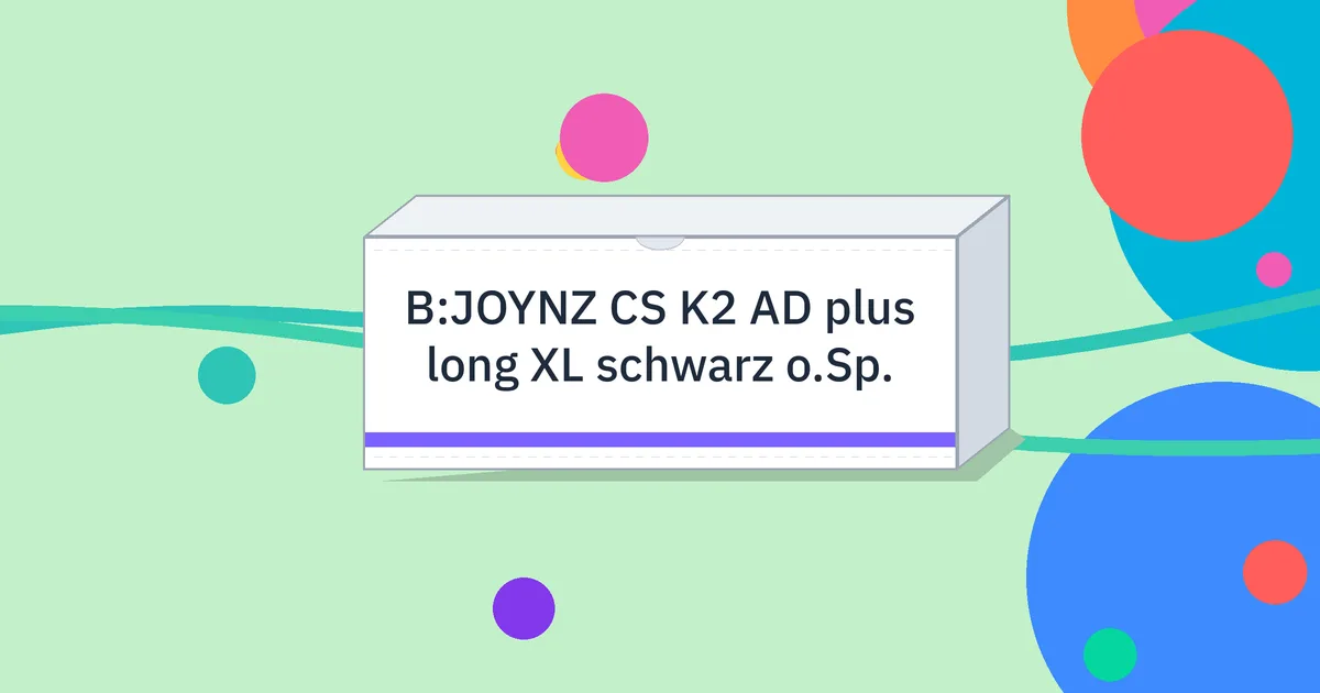 Symbolbild: Packung mit der Aufschrift B:JOYNZ CS K2 AD plus long XL schwarz o.Sp. (PZN 20529033) – Verfügbarkeit und Bezug in Apotheken in Frankfurt am Main