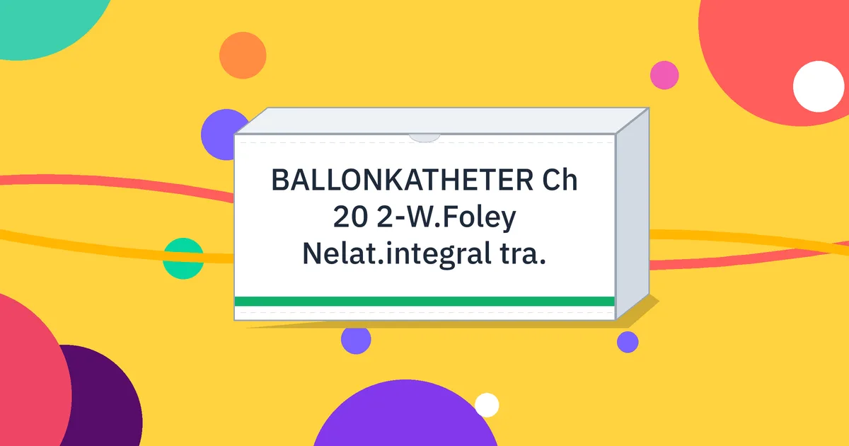 Symbolbild: Packung mit der Aufschrift BALLONKATHETER Ch 20 2-W.Foley Nelat.integral tra. (PZN 14350258) – Verfügbarkeit und Bezug in Apotheken in Frankfurt am Main