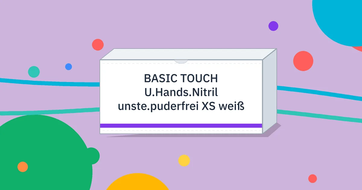 Symbolbild: Packung mit der Aufschrift BASIC TOUCH U.Hands.Nitril unste.puderfrei XS weiß (PZN 15257532) – Verfügbarkeit und Bezug in Apotheken in Frankfurt am Main