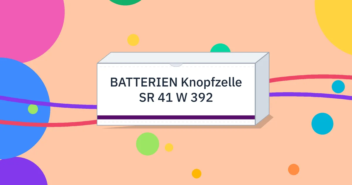 Symbolbild: Packung mit der Aufschrift BATTERIEN Knopfzelle SR 41 W 392 (PZN 00292468) – Verfügbarkeit und Bezug in Apotheken in Frankfurt am Main