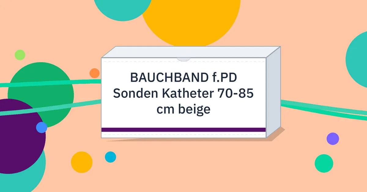 Symbolbild: Packung mit der Aufschrift BAUCHBAND f.PD Sonden Katheter 70-85 cm beige (PZN 15391348) – Verfügbarkeit und Bezug in Apotheken in Frankfurt am Main