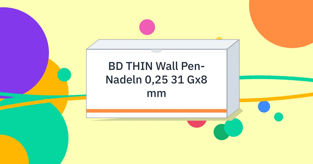 Symbolbild: Packung mit der Aufschrift BD THIN Wall Pen-Nadeln 0,25 31 Gx8 mm (PZN 16605449) – Verfügbarkeit und Bezug in Apotheken in Frankfurt am Main