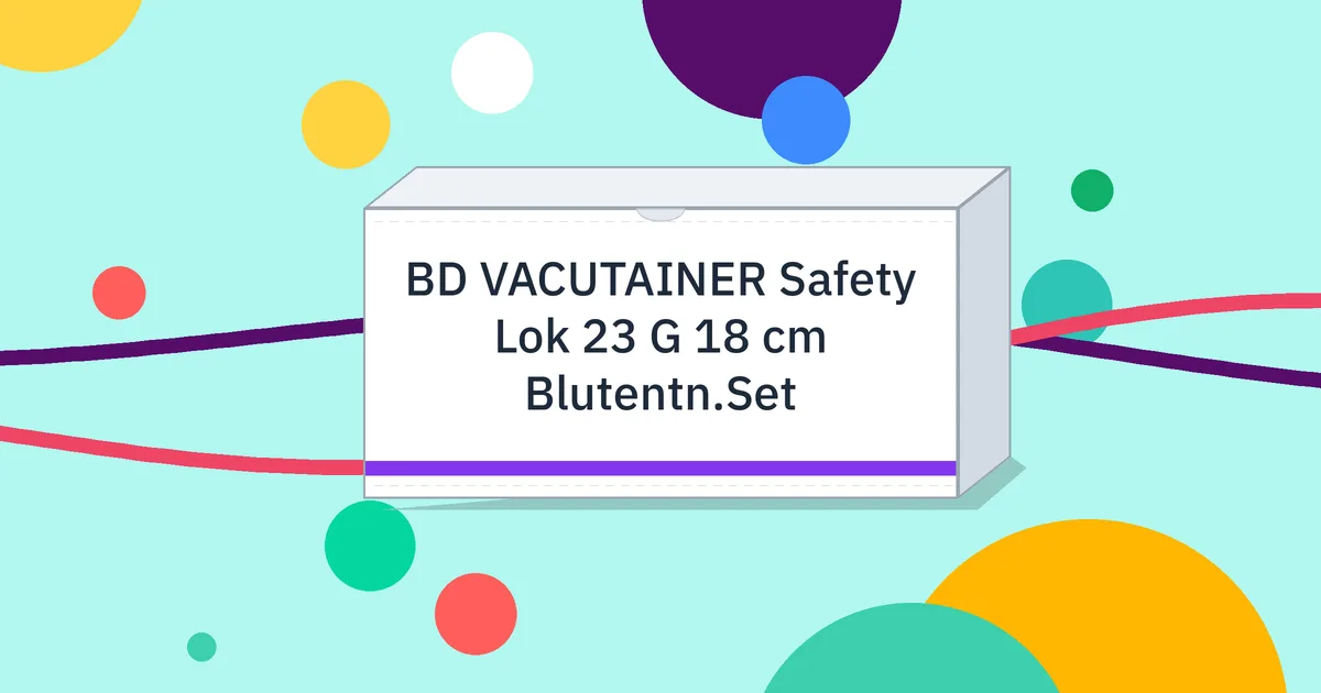 Symbolbild: Packung mit der Aufschrift BD VACUTAINER Safety Lok 23 G 18 cm Blutentn.Set (PZN 01111629) – Verfügbarkeit und Bezug in Apotheken in Frankfurt am Main