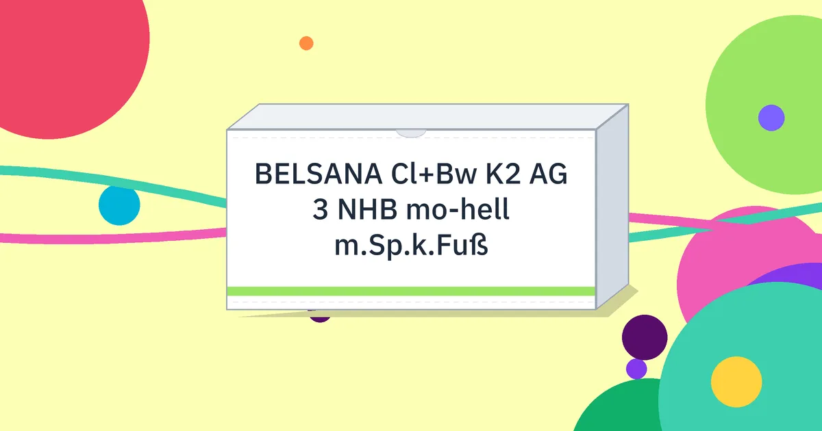 Symbolbild: Packung mit der Aufschrift BELSANA Cl+Bw K2 AG 3 NHB mo-hell m.Sp.k.Fuß (PZN 12246752) – Verfügbarkeit und Bezug in Apotheken in Frankfurt am Main