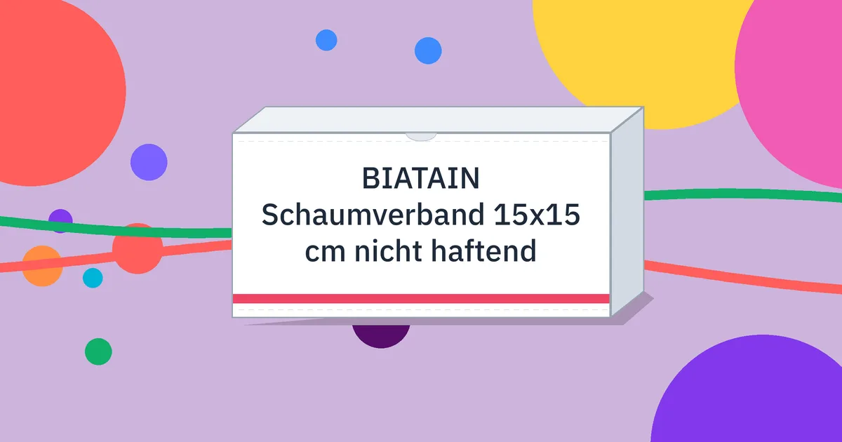Symbolbild: Packung mit der Aufschrift BIATAIN Schaumverband 15x15 cm nicht haftend (PZN 19348237) – Verfügbarkeit und Bezug in Apotheken in Frankfurt am Main