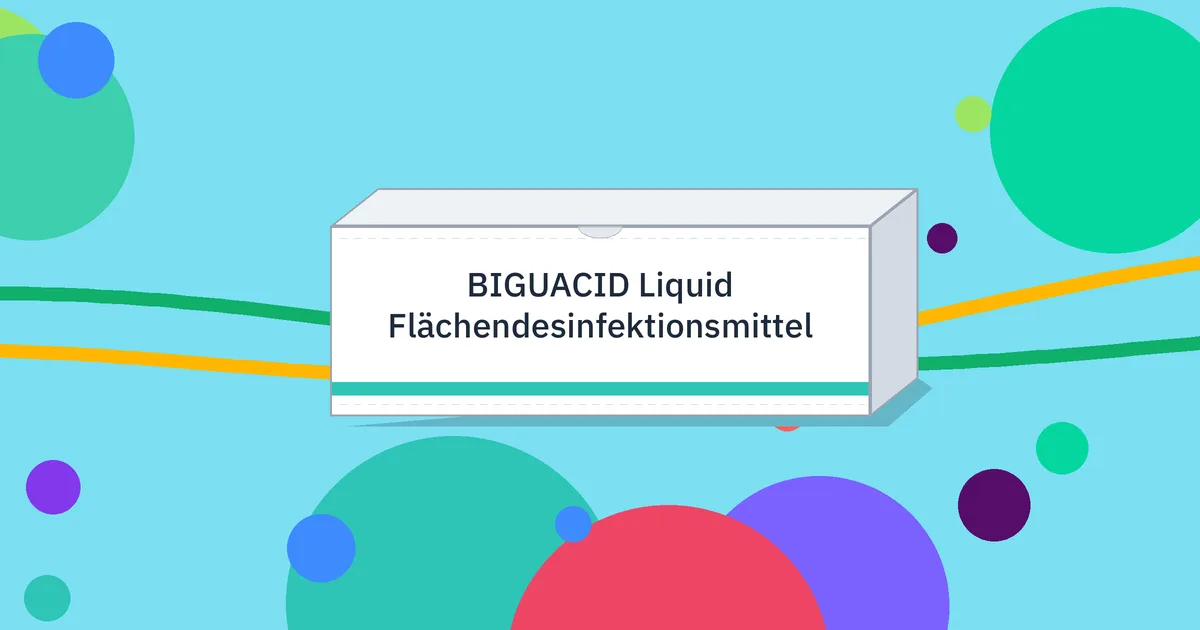 Symbolbild: Packung mit der Aufschrift BIGUACID Liquid Flächendesinfektionsmittel (PZN 06613956) – Verfügbarkeit und Bezug in Apotheken in Frankfurt am Main