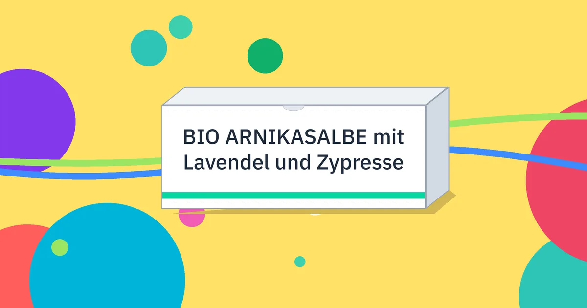 Symbolbild: Packung mit der Aufschrift BIO ARNIKASALBE mit Lavendel und Zypresse (PZN 19657211) – Verfügbarkeit und Bezug in Apotheken in Frankfurt am Main