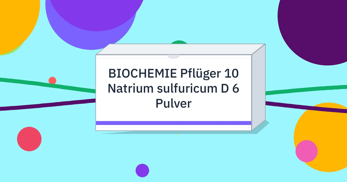 Symbolbild: Packung mit der Aufschrift BIOCHEMIE Pflüger 10 Natrium sulfuricum D 6 Pulver (PZN 16522539) – Verfügbarkeit und Bezug in Apotheken in Frankfurt am Main