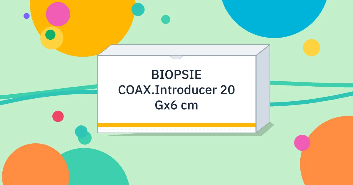 Symbolbild: Packung mit der Aufschrift BIOPSIE COAX.Introducer 20 Gx6 cm (PZN 18763922) – Verfügbarkeit und Bezug in Apotheken in Frankfurt am Main