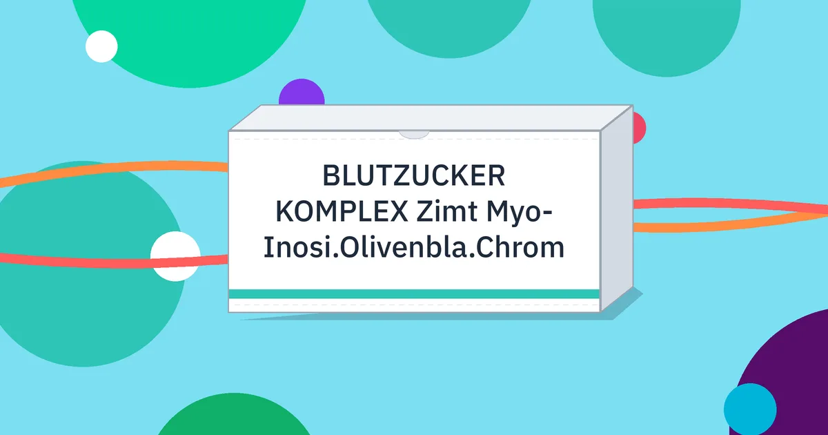 Symbolbild: Packung mit der Aufschrift BLUTZUCKER KOMPLEX Zimt Myo-Inosi.Olivenbla.Chrom (PZN 19522497) – Verfügbarkeit und Bezug in Apotheken in Frankfurt am Main